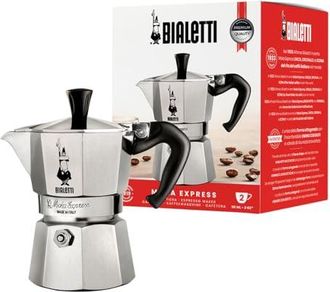 Bialetti Moka Express: La Cafetière Expresso Iconique, Le Vrai Café Italien, Cafetière, 2 Tasses (90 Ml), Aluminium, Argenté