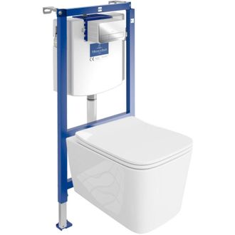 Villeroy & Boch VILLEROY&BOCH WC Set mit Vorwandelement, Wand-WC und Sp&uuml;lknopf