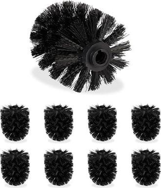 Relaxdays schwarz Ersatzbürstenkopf für Klobürste, 9er Set, Ersatz WC Bürstenkopf, Kunststoff, 12 mm Gewinde, D: 8 cm, 9 Stück