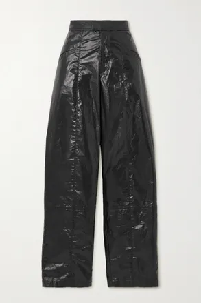 Isabel Marant Pantalon En Coton Mélangé Enduit Froissé Anea - Noir