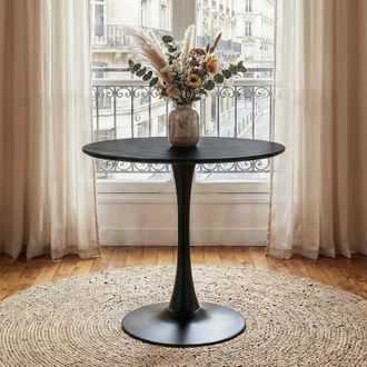 IDIMEX Esstisch Loire mit runder Tischplatte aus Keramik 80 cm, Schwarz - Ideal f&uuml;r Essbereich oder K&uuml;che, Esszimmertisch Keramik, Kleiner Esstisch, robust u