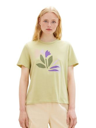 Tom Tailor Damen 1039871 T-Shirt mit Print, 32256-dusty pear Green, XS
