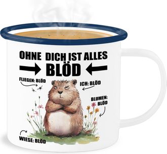 Shirtracer Emaille Becher Blechbecher - Freund - Tassen - Ohne dich ist alles bl&ouml;d Hamster I P&auml;rchen Geschenk Beste Freundin Geschenke f&uuml;r Paare Valentinstag I M