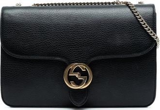 Gucci Hobo Bags - Medium Dollar Calfskin Interlocking G Crossbody - Gr. unisize - in Schwarz - für Damen
