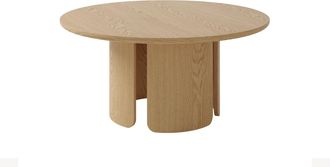 Sch&ouml;ner Wohnen Kollektion Couchtisch MOLDE/Tischplatte und Gestell Eichefarbig Bianco/Runde Form/Echtholzfurnier/Wangenteile wahlweise montierbar/Wohnzimmertisch/Sofatisch/D 80