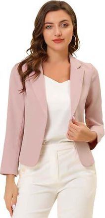 Allegra K Blazer Court Ouvert sur Le Devant pour Femme, Rose uni, L