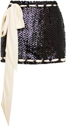 LoveShackFancy Lovina Pailletten Minirock - - Skirts - Damen - Schwarzk - M