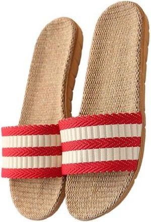 BESPORTBLE JOINPAYA Pantoufles &agrave; Semelle Plate En Coton-lin Respirantes, L&eacute;g&egrave;res Et Absorbantes, Pour Couples Femmes Et Hommes, Usage Int&eacute;rieur Printanier Et Aut