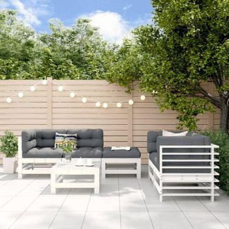 vidaXL 6-tlg. Garten-Lounge-Set Wei&szlig; Massivholz Kiefer Vidaxl