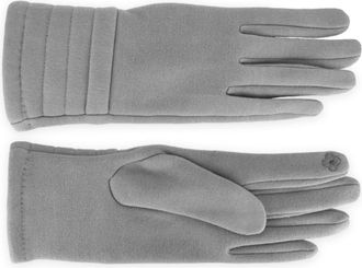 Fiebig Handschuhe aus Jersey | Teddy Fleece Innenfutter & Touchfunktion | leichter & warmer Damen Thermo Handschuh (M, Hellgrau)