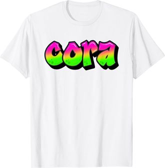 BDAZ Cora Graffiti Personalisierter Name Gr&uuml;n Rosa Frauen M&auml;dchen T-Shirt