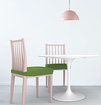 Italian Bed Linen 1 Paar Stuhlhussen ohne R&uuml;ckenlehne, bi-elastisch, dehnbar, maschinenwaschbar, Sitzbezug f&uuml;r B&uuml;ro- und Esszimmerst&uuml;hle, apfelgr&uuml;n