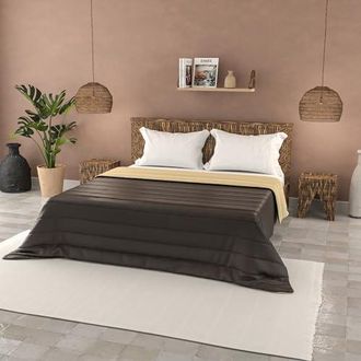 Italian Bed Linen Sommer bettdecke Basic, einfarbig, Mikrofaser, Braun/Creme, 250x240cm