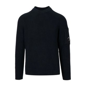 C.P. Company Blauer Strickpullover mit Rei&szlig;verschlusstasche - - Knitwear - Herren - Blau - S