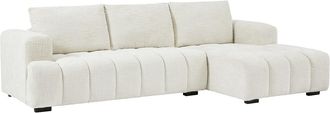 Vente-Unique Ecksofa - Ecke rechts - Strukturstoff - Beige - BENOLA