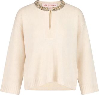 Valentino Garavani Femme, Pulls, Blanc, Taille: 36 FR Pull en laine &agrave; col rond
