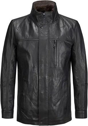 Milestone Herren Lederjacke schwarz Lammnappa