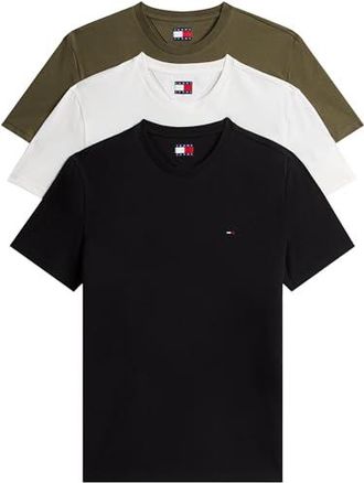Tommy Jeans TJM Xslim 3 Pack Tee Ext Dm0Dm21579 T-Shirt S/S, Multi (Black/Dark Greenery/Ecru), XXL Homme