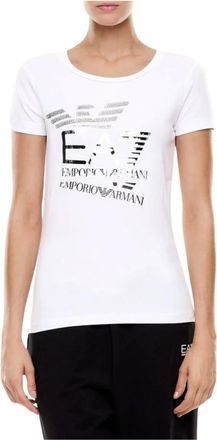 Emporio Armani Emporio Armani Ea7, Femme, Tops, Blanc, Taille: 36 FR Logo Series T-shirt ras du cou en coton stretch