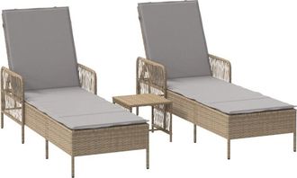 vidaXL Vidaxl - Sonnenliege mit Kissen 2 pcs Beige 35 x 35 x 32cm Poly-Rattan
