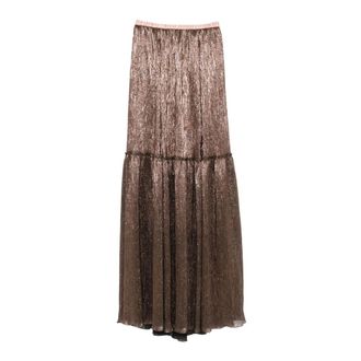 Forte_Forte Lam&eacute; Froiss&eacute; Maxirock - - Skirts - Damen - Braun - S
