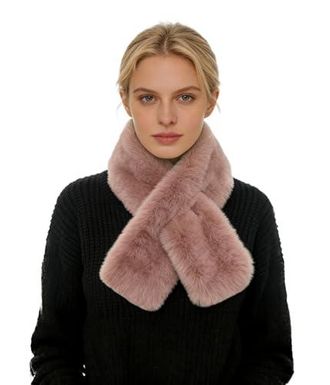 Lina & Lily &Eacute;charpe &agrave; Col en Fausse Fourrure pour Femme Hiver (Rose Poudr&eacute;)