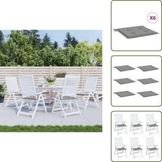 vidaXL The Living Store Gartenstuhl-Kissen 6 Stk. Grau 50x50x4 cm Oxford-Gewebe - Au&szlig;enbereich Dekoration