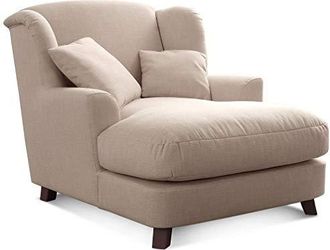 Cavadore Cavadore XXL-Sessel Assado / Gro&szlig;er Polstersessel mit Holzf&uuml;&szlig;en und gro&szlig;er Sitzfl&auml;che / Inkl. 2 Zierkissen / 109 x 104 x 145 / Flachgewebe Beige