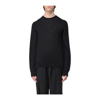 Dolce & Gabbana Homme, Pulls, Noir, Taille: L Pull Col Rond en Tricot de Laine M&eacute;rinos