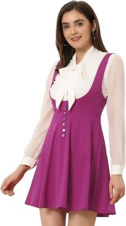 Allegra K Femmes Robe Lolita Bouton D&eacute;corer Ourlet &eacute;vas&eacute; Au-Dessus du Genou Robe Jarretelle Jupe Mauve S