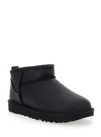 UGG Womens Ankle Boots Classic Ultra Mini Black Leather