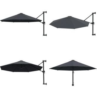 vidaXL Parasol mural avec m&acirc;t m&eacute;tallique 300 cm Anthracite - Parasol Mural - Parasol Exterieur - Parasol Jardin - Ombrage Solaire - Parasol Anthracite