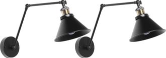 Beliani Industrielle Wandlampe runder Schirm verstellbar 2er Set Metall schwarz Narva