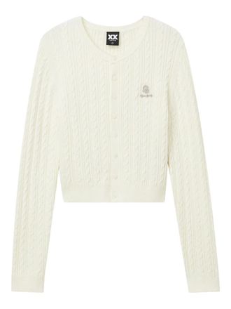 Fingercroxx cardigan en maille torsadée à boutonnière - Tons neutres