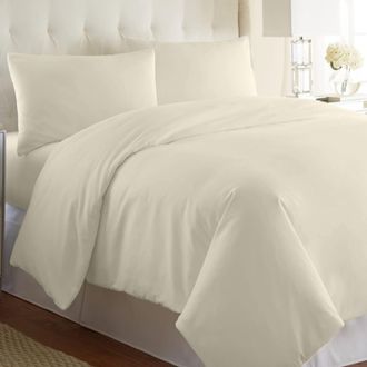 Pizuna 800 Fadenzahl aus Baumwolle Bettw&auml;sche Neu Elfenbein, 100% Langstaple Baumwolle Bettbezug und Kissenbezug, 100% Baumwolle Mako Satin 3-Teilig Bettw&auml;sc