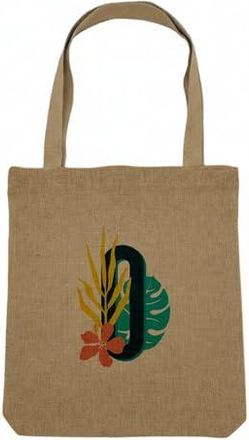 Fabulous Sac Shopping Tote Bag Aspect Lin - O Olivia Olga Lettre Pr&eacute;nom Fleurs Tropicale Exotique - Sac de Courses Toile Epaisse 360g Beige Naturel Cabas Port&eacute;