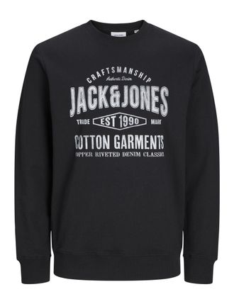 Jack & Jones Herren Jjjeans Sweat O-Neck Sweatshirt, Schwarz, S