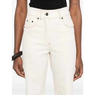 Max Mara Womens Straight Trousers With Pressed Crease Neutrals Cotton