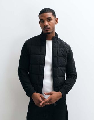 Barbour Burnhope gesteppte Sweatjacke mit Rei&szlig;verschluss in Schwarz