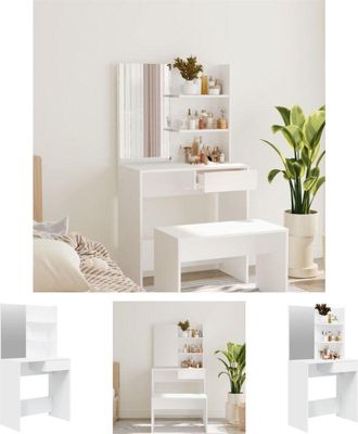 vidaXL The Living Store Schminktisch mit Spiegel Weiß 74,5x40x141 cm - Schminktische - Weiß