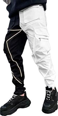 ORANDESIGNE Homme Pantalon Cargo Sport Jogging Pantalon Réfléchissant Jogger Slim Fit Décontractée Multi Poches Ceinture Élastique Casual Activewear Long Pants C 