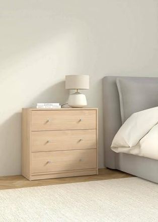 Dmora Kommode Vivienne, Mehrzweckkommode, Schlafzimmerkommode, Schrank mit Schubladen, 72x30 h68 cm, Eiche