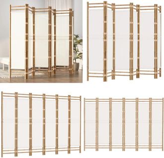 vidaXL 6-tlg. Paravent Faltbar 240 cm Bambus und Canvas - Bambus Raumteiler - Paravent - Raumtrenner - Holz Raumteiler - Wohnraumgestaltung - Home & Living