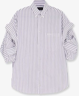 Balenciaga Tucked Sleeve striped cotton shirt - BALENCIAGA - gender_Woman