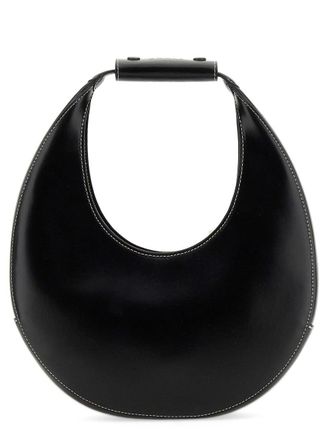 Staud Womens Handbag Moon Black Leather Cow Handbags Hand Bags