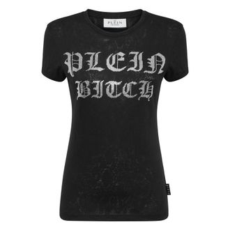 Philipp Plein T-shirt Rundhals SS Gothic Plein - - Tops - Damen - Schwarzk - M