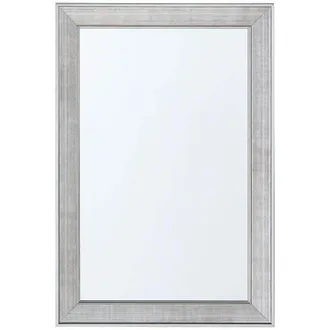 Beliani Beliani - Miroir Mural au Style Moderne avec Cadre en Plastique Argent&eacute; de Forme Rectangulaire 61 x 91 cm pour Salon et Salle de Bain