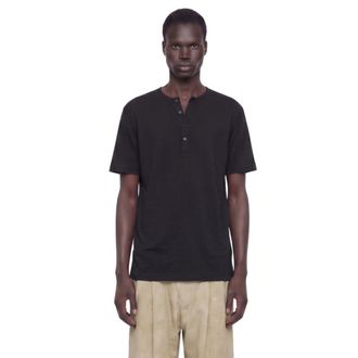 Ziggy Chen Henley Neck Gathered T-shirt