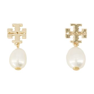 Tory Burch Womens Moondance Pearl Drop Earrings Metal Gold Jewelry-Watches