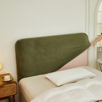 Generic Samt Elastik Kopfteil Bezug Queen Cal King Bettkopfteil Bezug Gepolstertes Kopfteil Staubschutz Gr&uuml;n Kalifornisches Kingsize-Format: 67-74,8 Zoll